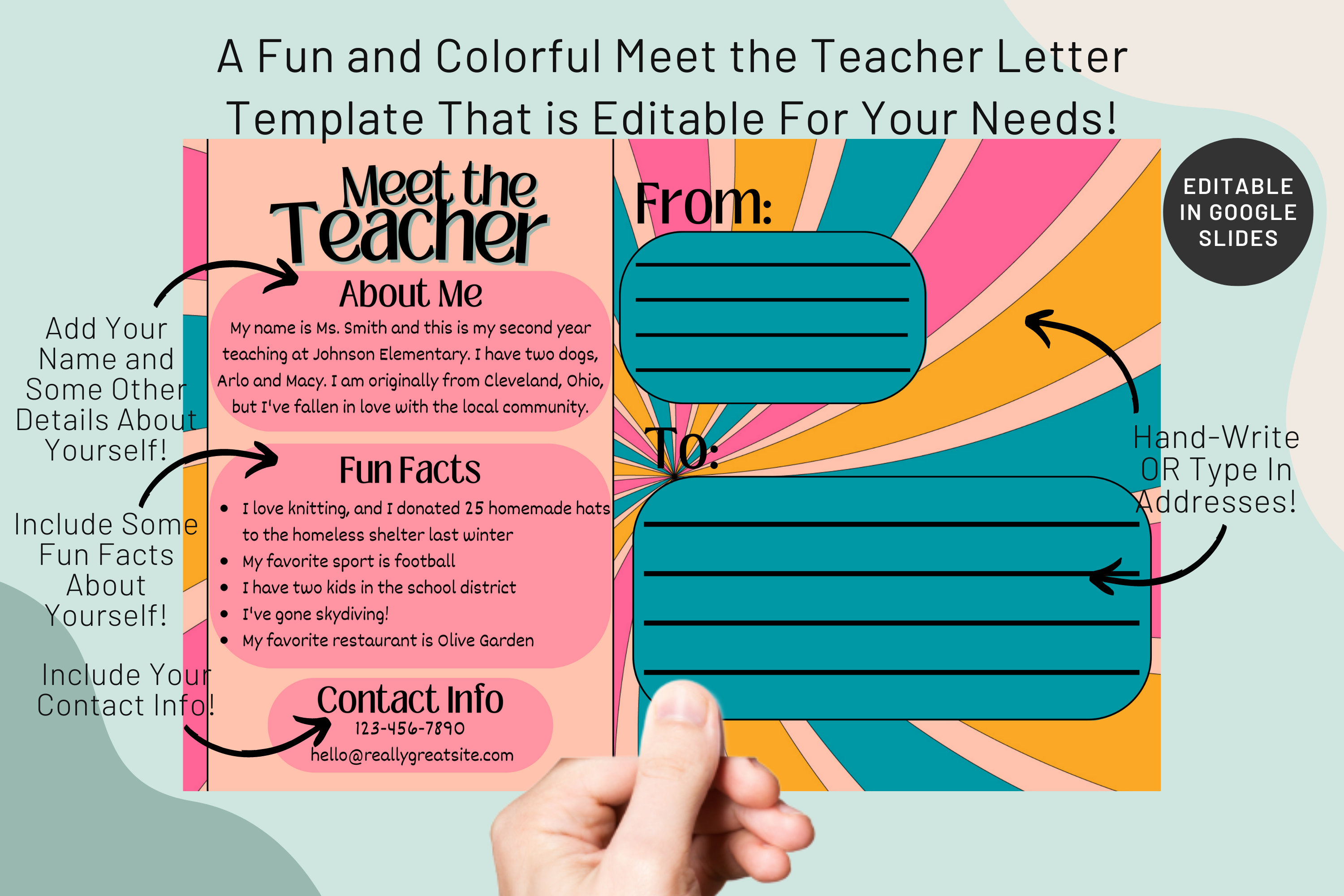Meet the Teacher Postcard | Editable | Retro | Pink | Blue | First Day ...