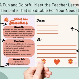 Meet the Teacher Postcard Editable Retro Floral First Day of School ...