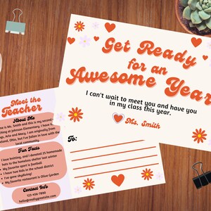 Meet the Teacher Postcard Editable Retro Floral First Day of School ...
