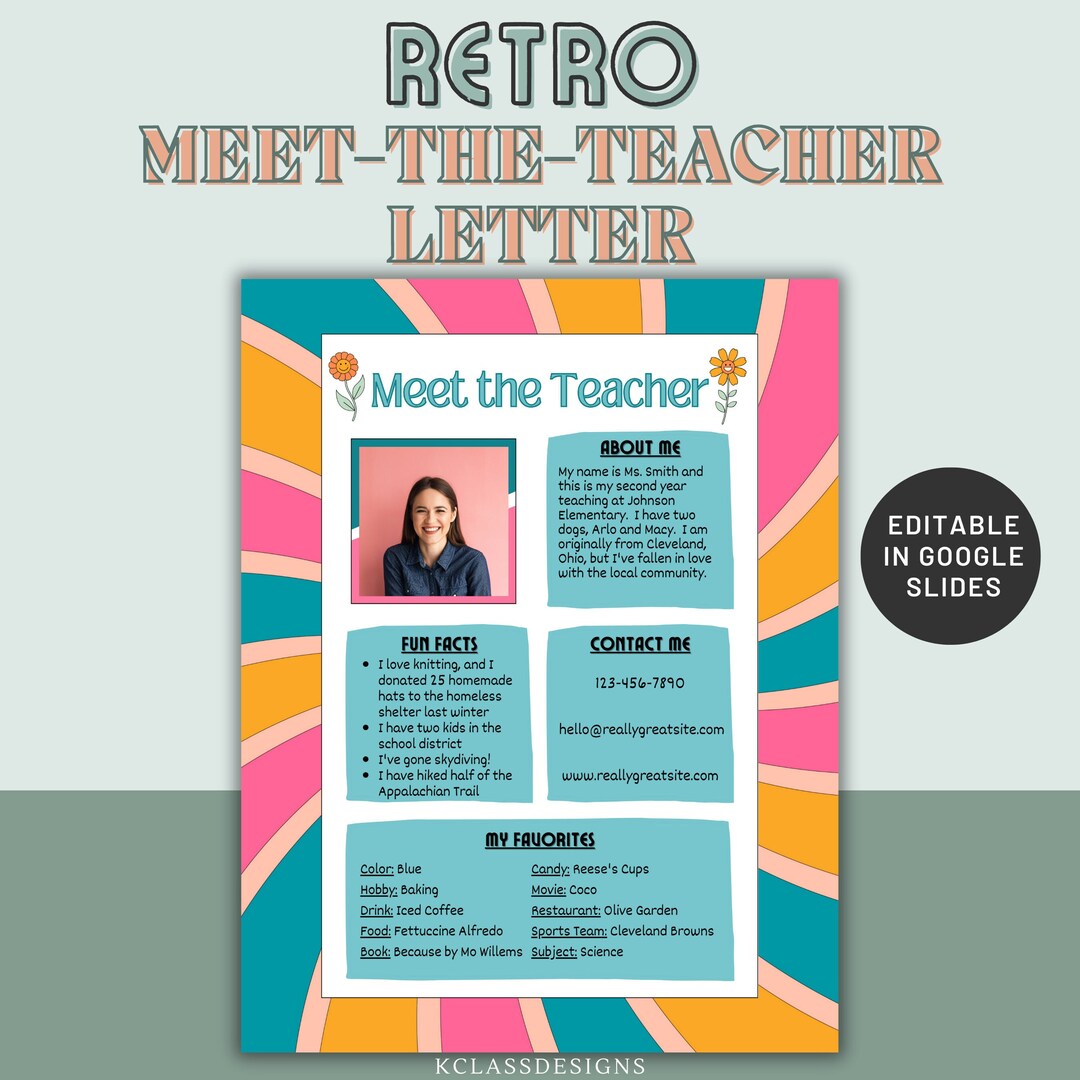 Meet the Teacher Letter Editable Retro Boho First Day of School Teacher ...