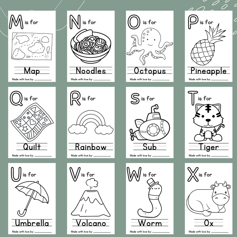 Safari Themed Alphabet Coloring Book for Baby Shower | Abcs | Diaper ...