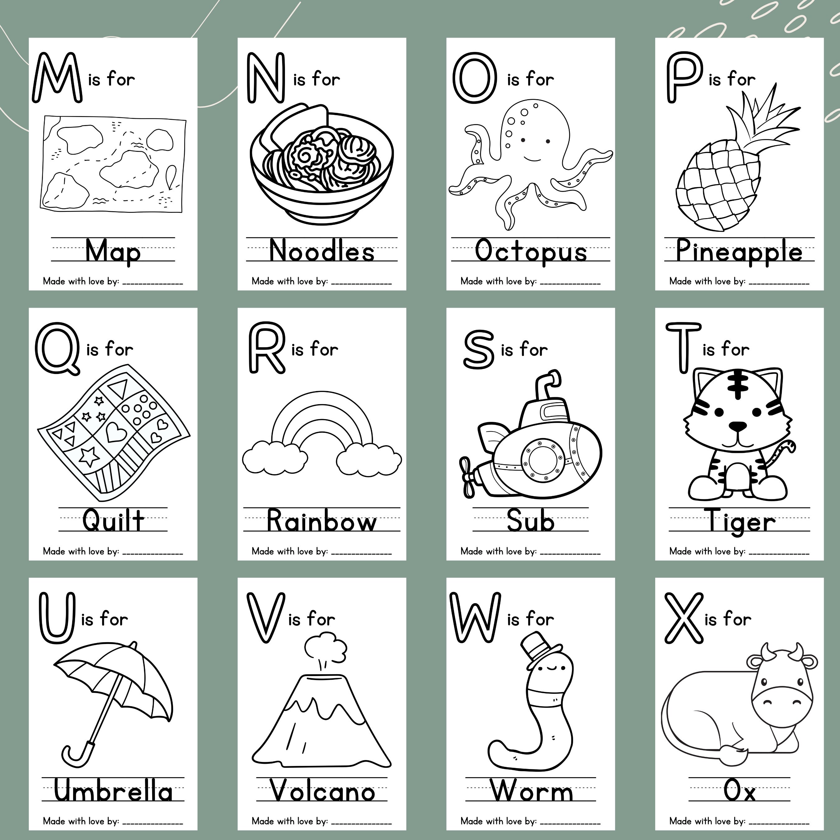 Safari Themed Alphabet Coloring Book for Baby Shower | Abcs | Diaper ...