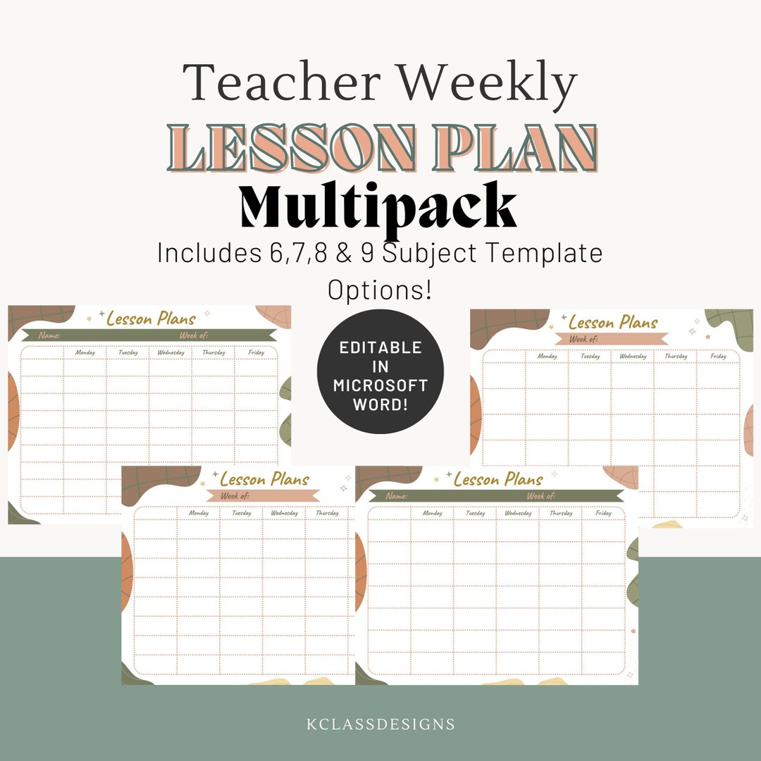 Editable Weekly Lesson Plan Bundle Midcentury Modern Boho Printable ...