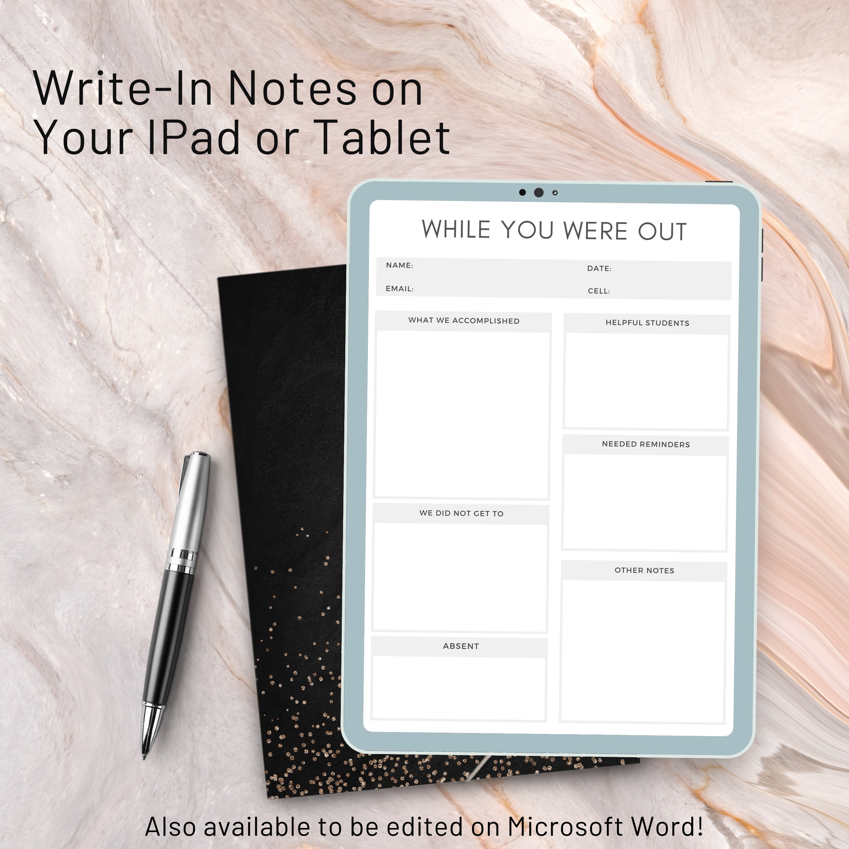 Substitute Teacher Note | Black and White | Gray Scale | Printable ...