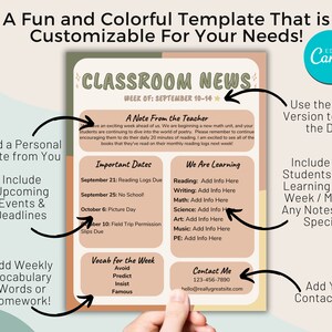 Editable Classroom Newsletter | Midcentury Modern | Boho | Customizable ...