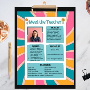 Meet the Teacher Letter Editable Retro Boho First Day of School Teacher ...