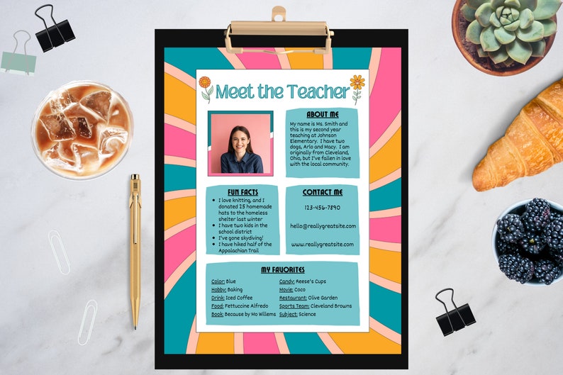 Meet the Teacher Letter Editable Retro Boho First Day of School Teacher ...