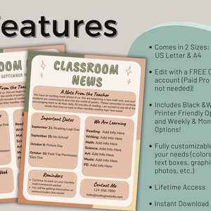 Editable Classroom Newsletter | Midcentury Modern | Boho | Customizable ...