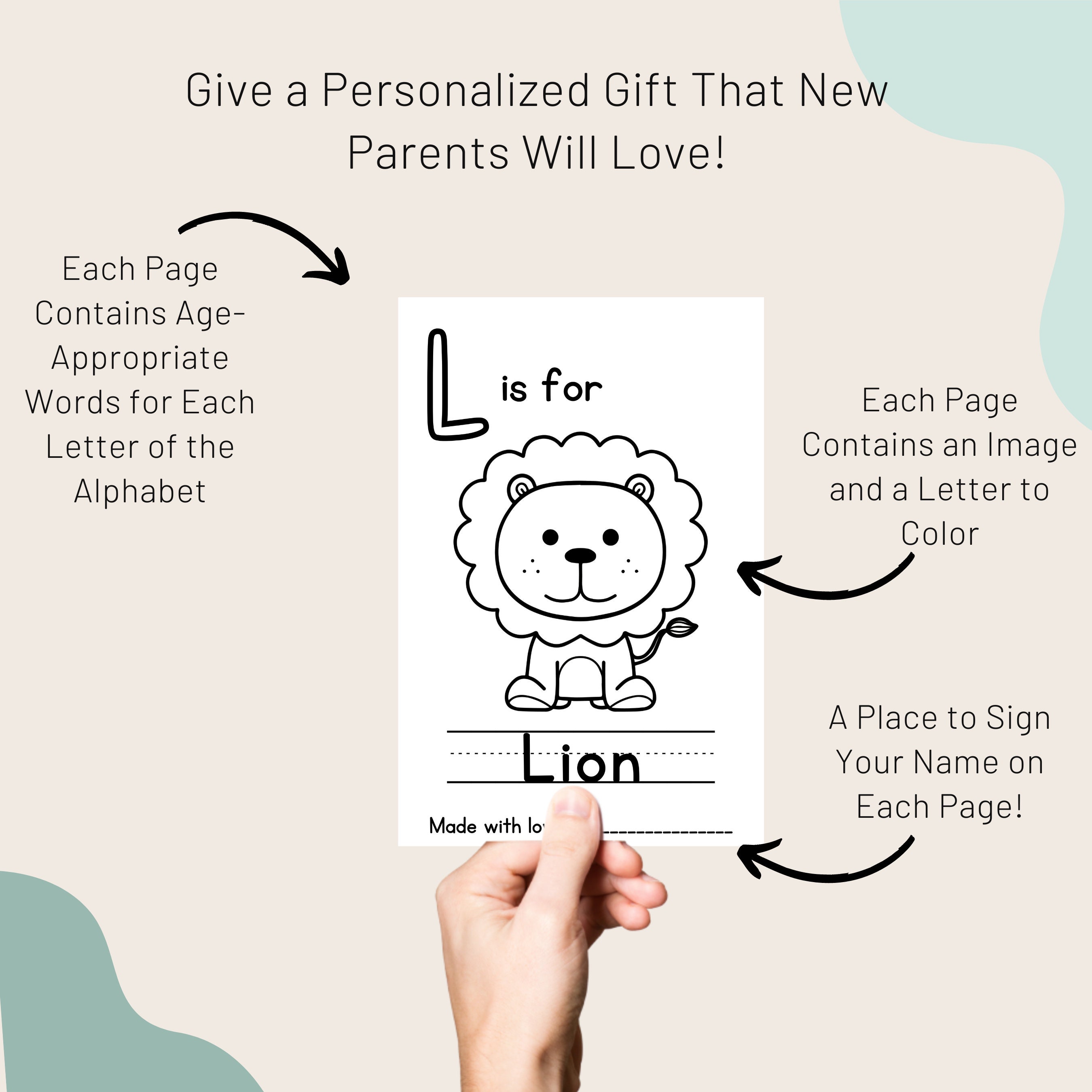 Safari Themed Alphabet Coloring Book for Baby Shower Abcs - Etsy