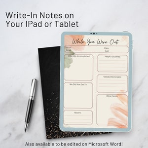 Substitute Teacher Note | Watercolor | Printable | Simple | Substitute ...