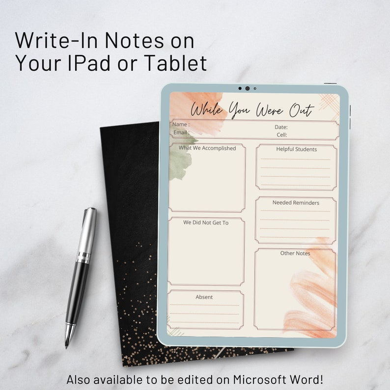 Substitute Teacher Note Watercolor Printable Simple - Etsy