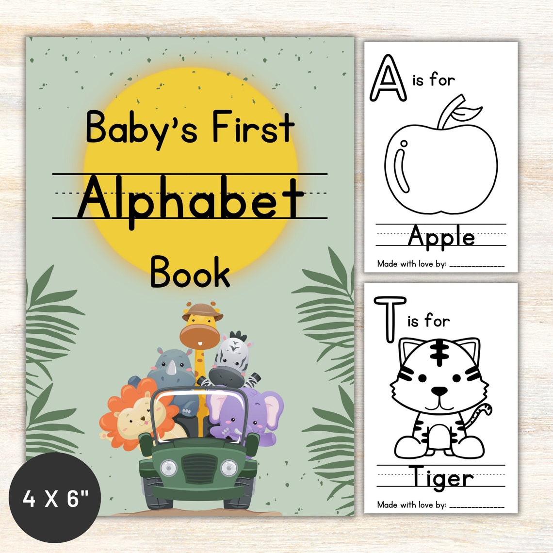Safari Themed Alphabet Coloring Book for Baby Shower Abcs - Etsy