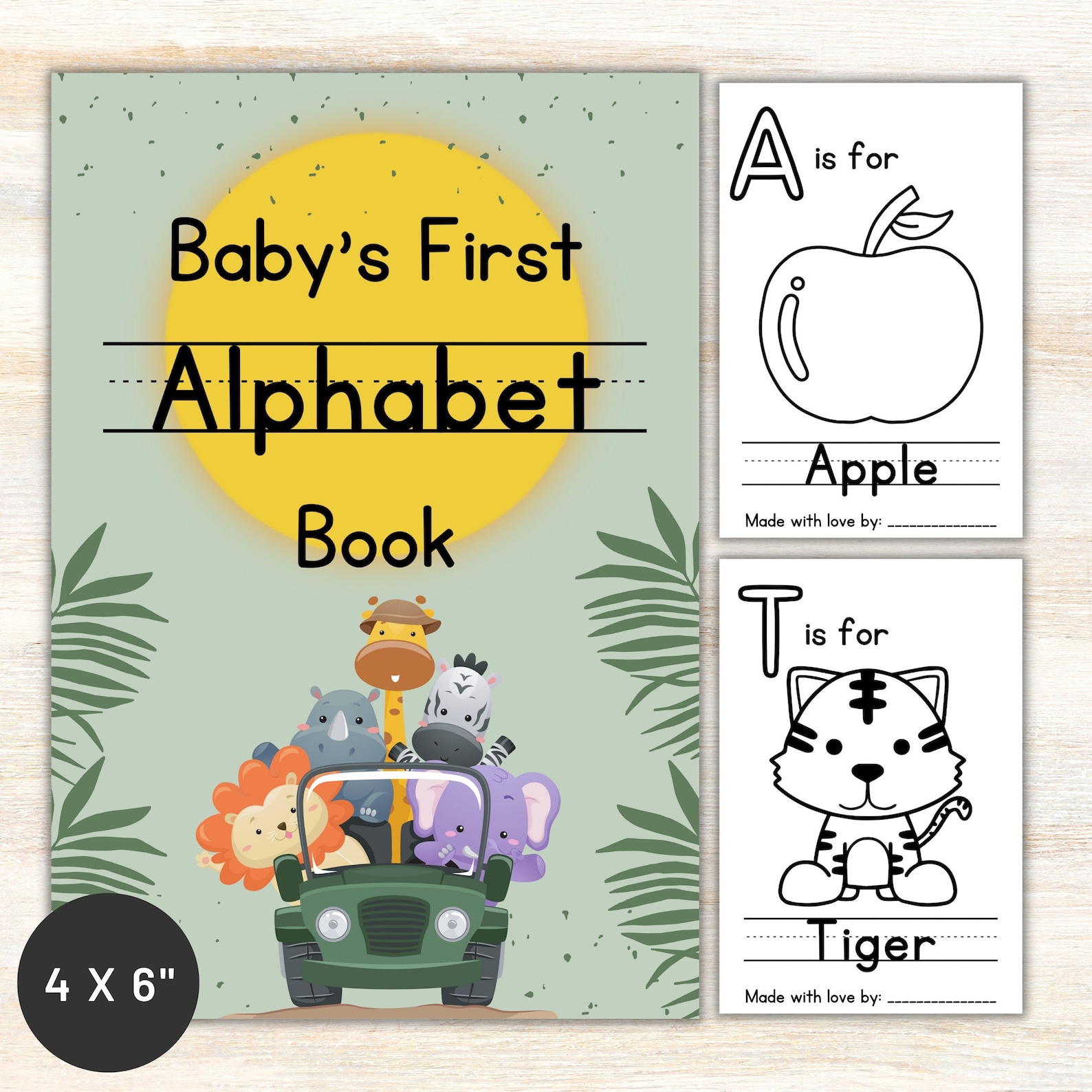 Safari Themed Alphabet Coloring Book for Baby Shower Abcs - Etsy