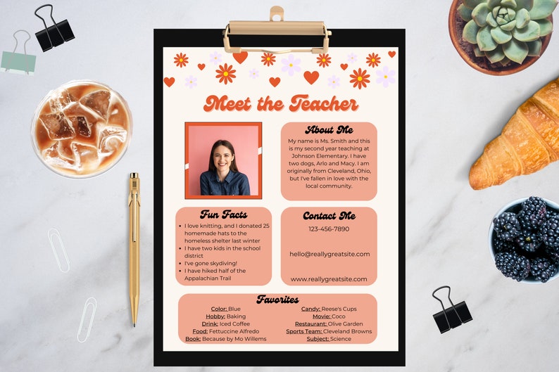 Meet the Teacher Letter Editable Retro Floral Boho First Day of School ...