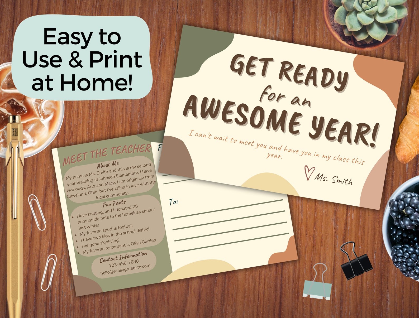 Editable Meet the Teacher Postcard Neutrals Boho First Day of School ...