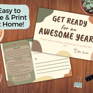 Editable Meet the Teacher Postcard | Neutrals | Boho | First Day of ...