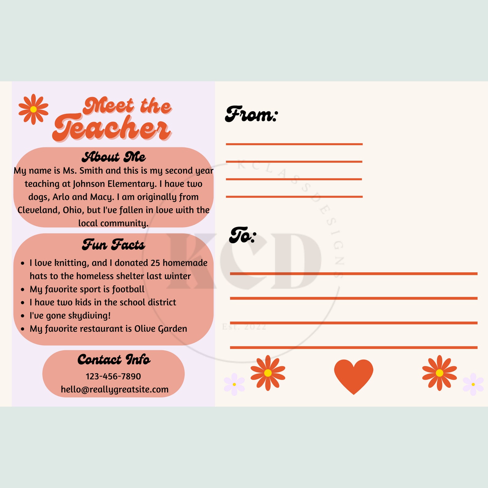 Meet the Teacher Postcard | Editable | Retro | Floral | First Day of ...