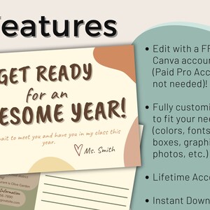 Editable Meet the Teacher Postcard | Neutrals | Boho | First Day of ...