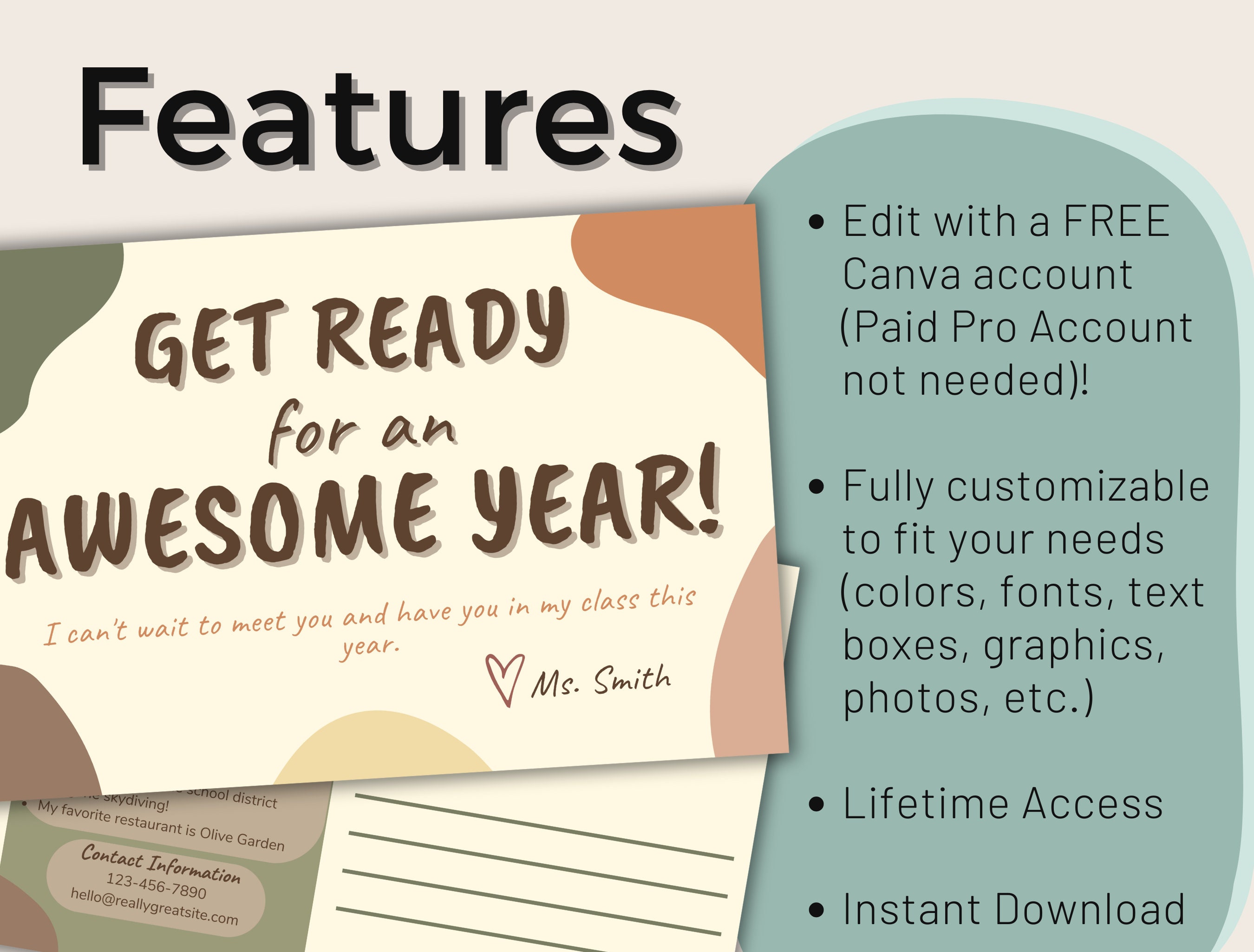 Editable Meet the Teacher Postcard | Neutrals | Boho | First Day of ...