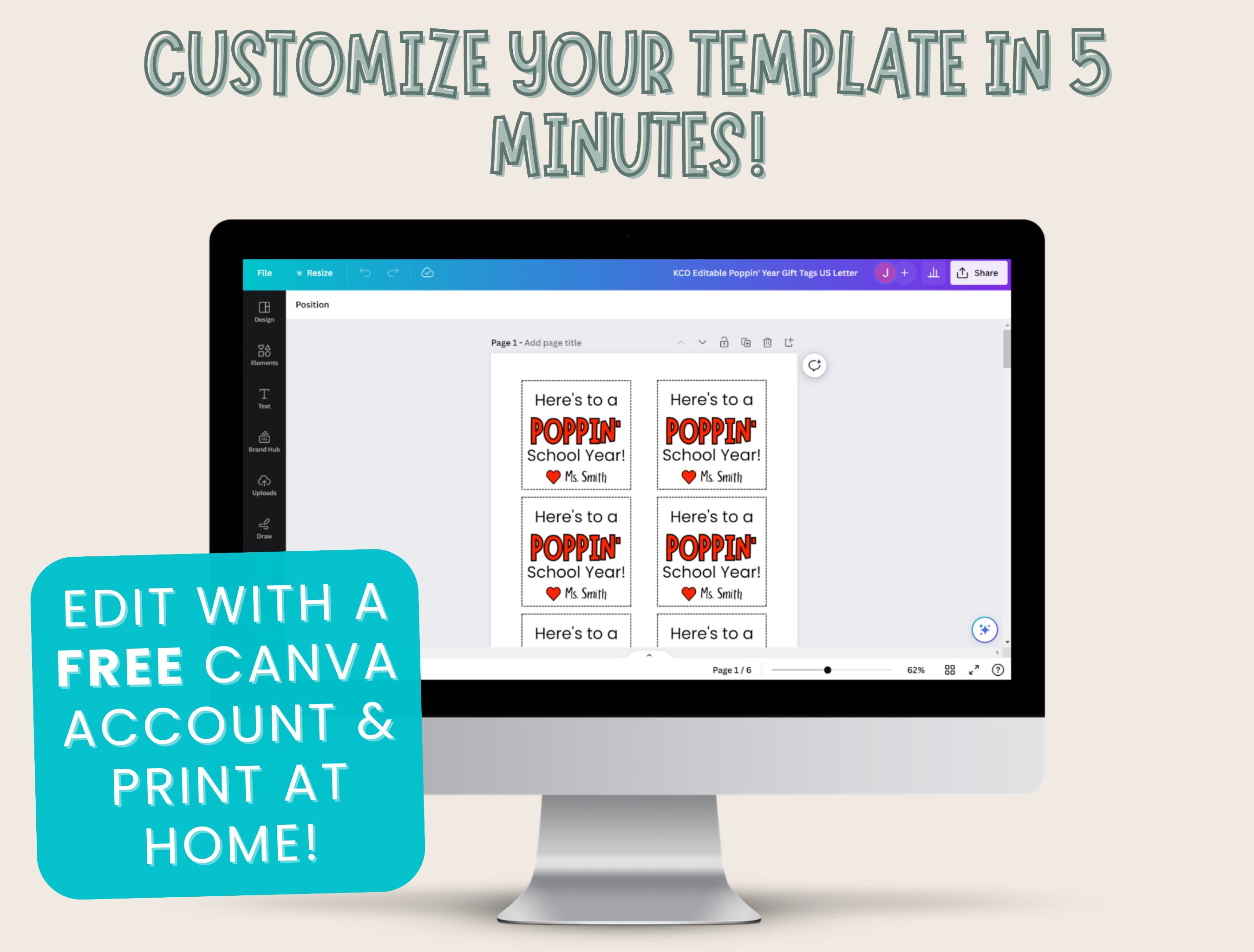 Back to School Gift Idea | Teacher Gift Tag | Student Gift | Candy Bag ...