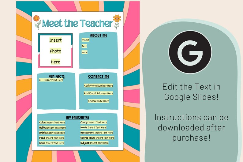 Meet the Teacher Letter Editable Retro Boho First Day of School Teacher ...