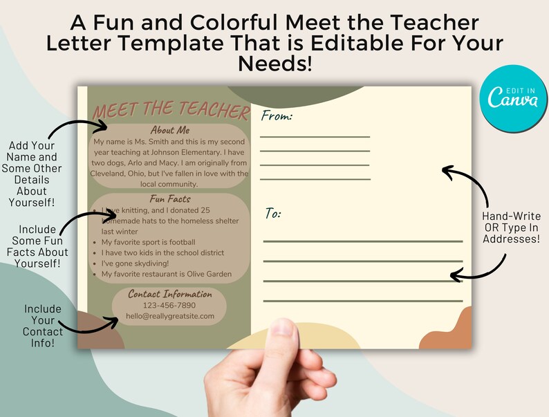 Editable Meet the Teacher Postcard Neutrals Boho First - Etsy