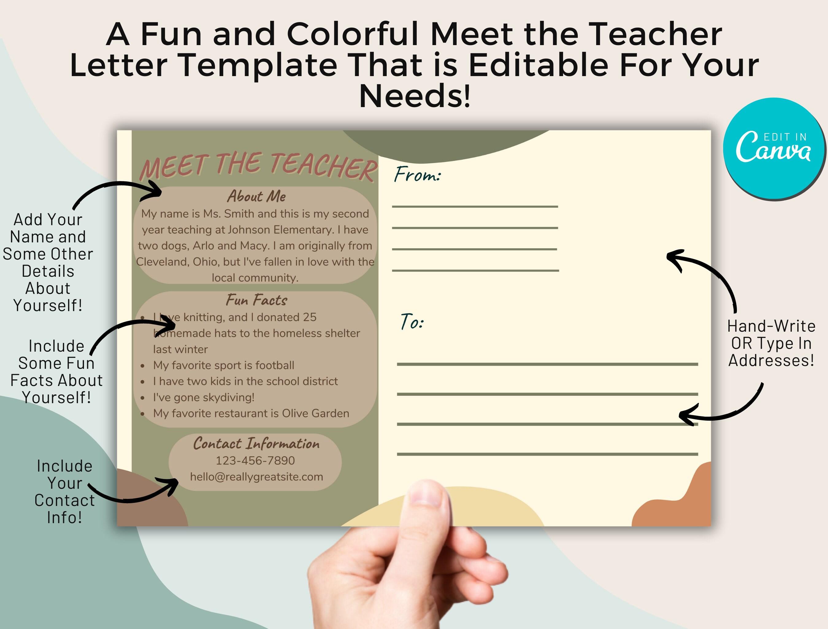 Editable Meet the Teacher Postcard | Neutrals | Boho | First Day of ...