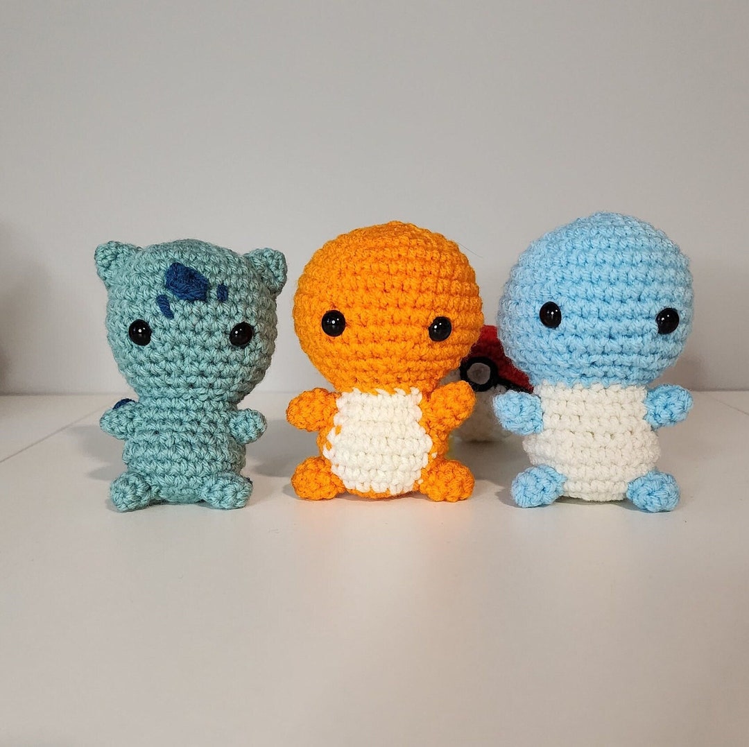 Cute Gen 1 Kanto Starter Buddy Crochet Plush | Bulbasaur, Charmander ...