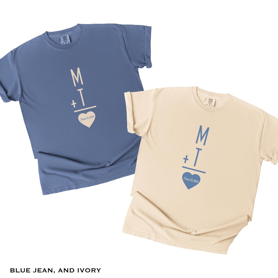 Personalized Date Shirts With Heart and Initials, Custom Couple ...