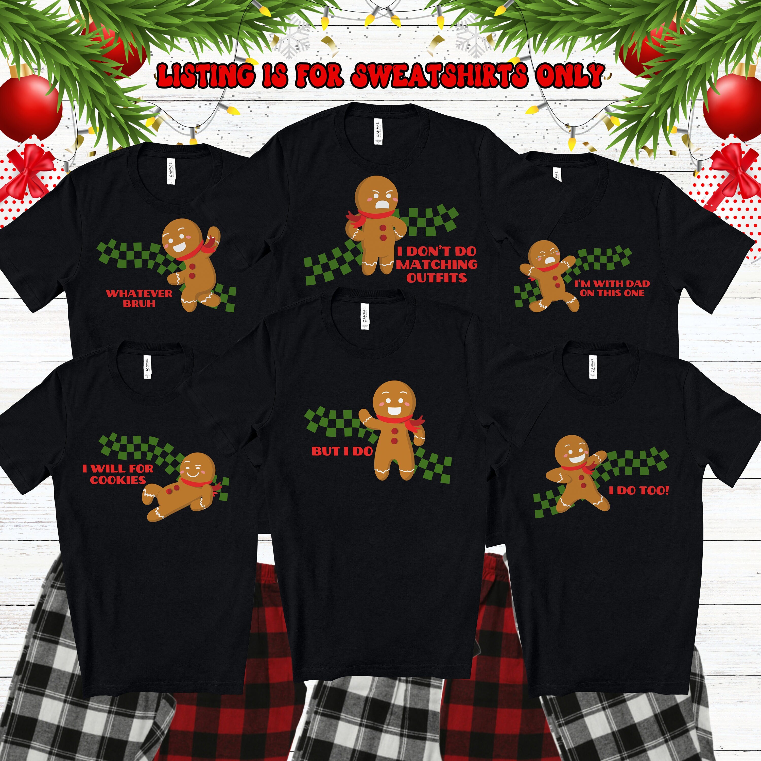 Family Gingerbread Matching Shirts, Family Christmas Pajamas, Funny ...