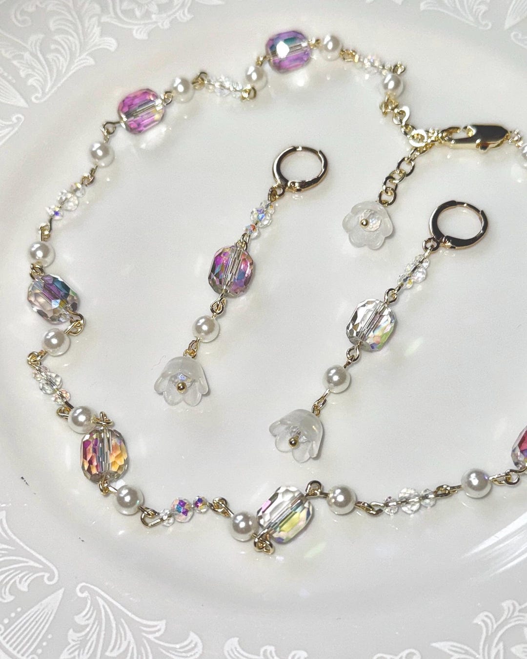 PRINCESS Sparkling Princess Jewelry Set Crystal Earrings and Necklaces ...