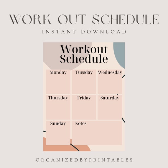 Workout Schedule Printable Workout Planner Digital - Etsy