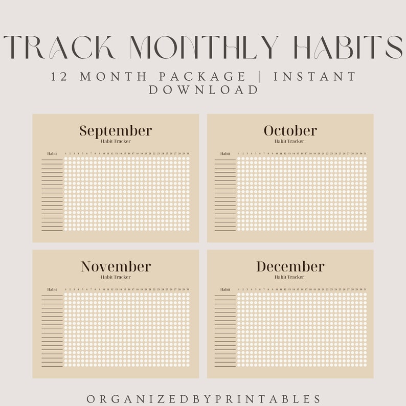 Printable HABIT TRACKER Monthly Instant Digital Download - Etsy