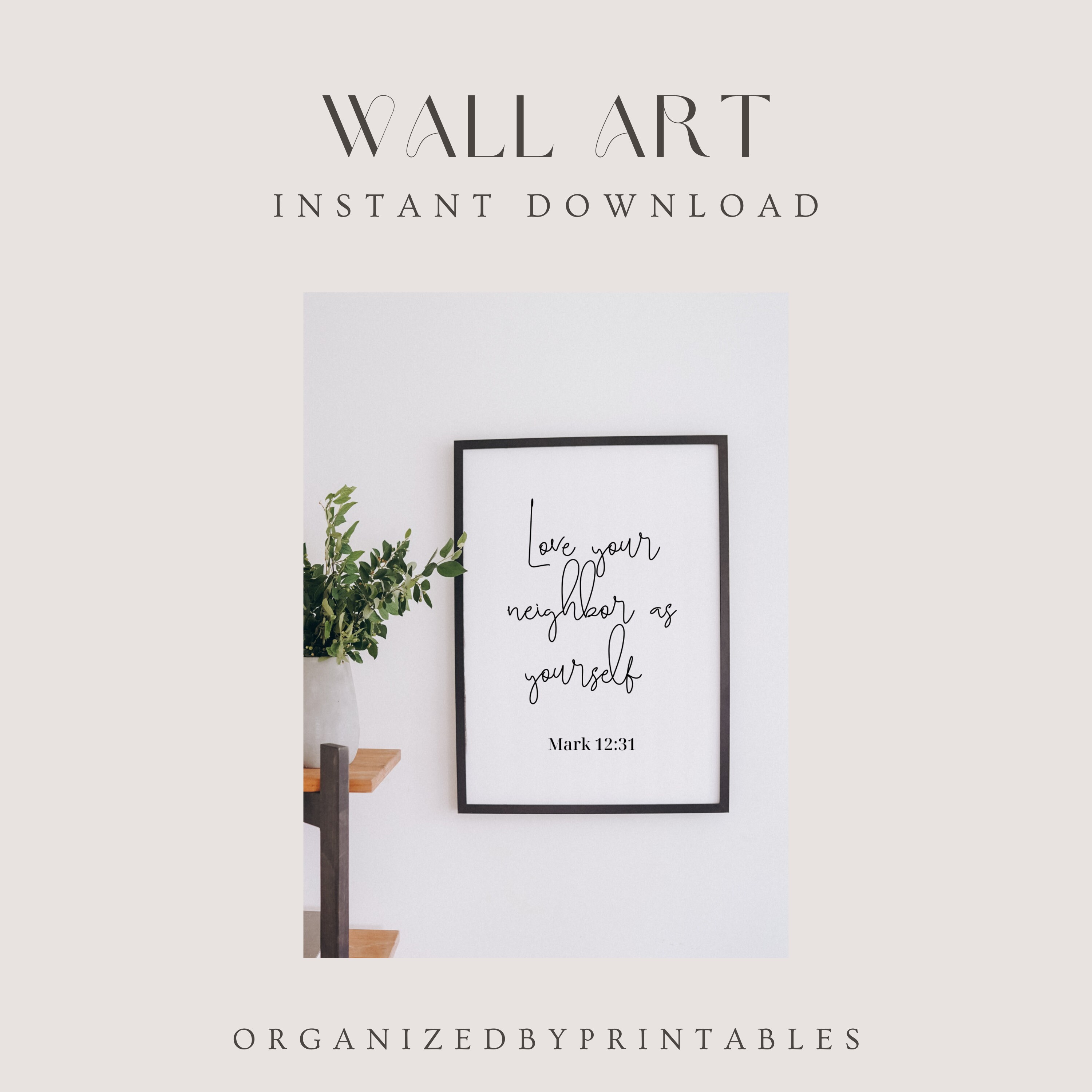 Printable Wall Art Bible Verse Wall Art Mark 12:31 - Etsy