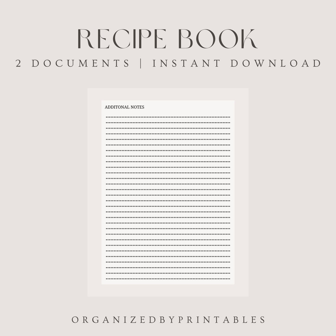 Printable Recipe Template | Instant Digital Download - Etsy