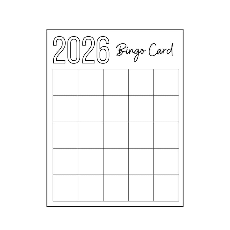 Bingo Card 2026 Template - Etsy