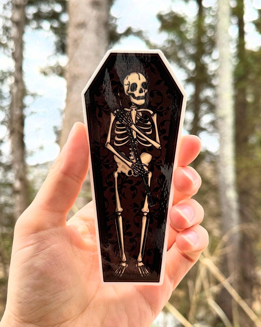Skeleton Coffin English Horn Sticker - Etsy