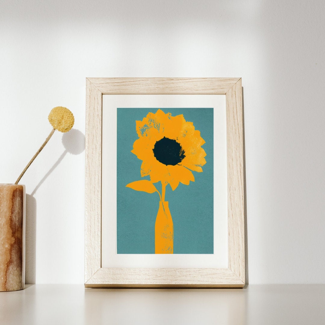 Mid-century Modern Sunflower Wall Art - Etsy