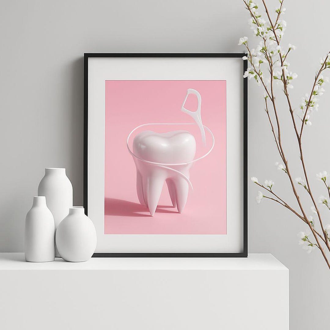 Tooth Art Print Dental Office Wall Decor, Cute Pink Dentist Poster ...