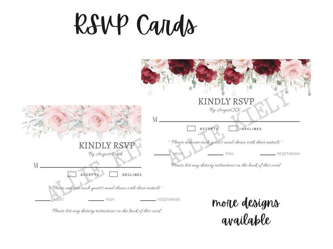 Custom Wedding RSVP Cards - DIGITAL DOWNLOAD - Etsy