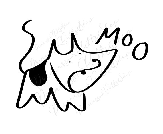 Cute Moo Cow Hand-drawn Vector Art SVG PNG JPEG - Etsy
