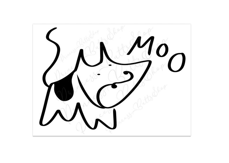 Cute Moo Cow Hand-drawn Vector Art SVG PNG JPEG - Etsy