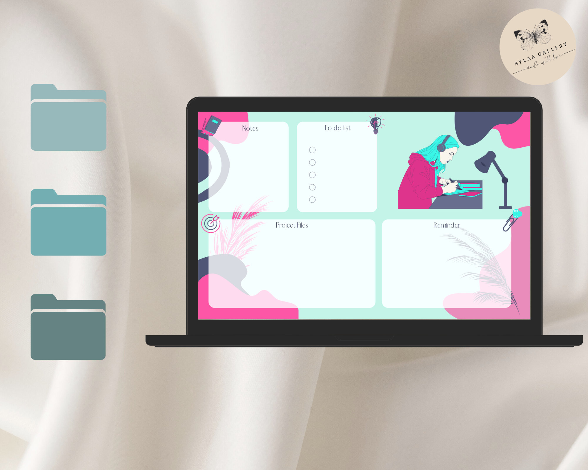 Boho Desktop Organizer Desktop Wallpaper Organizer Folder - Etsy