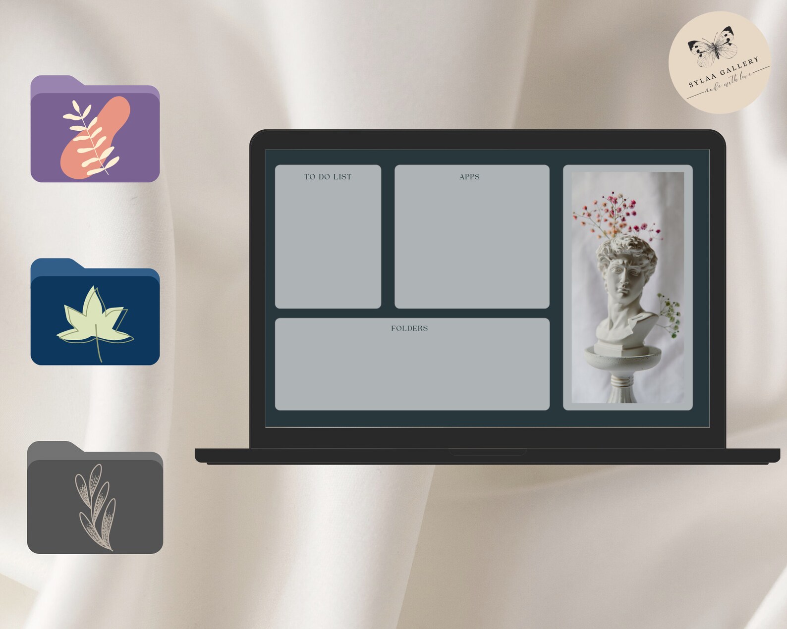 100+ DESKTOP ORGANIZER, Folder Icons, Boho Desktop Organizer ...