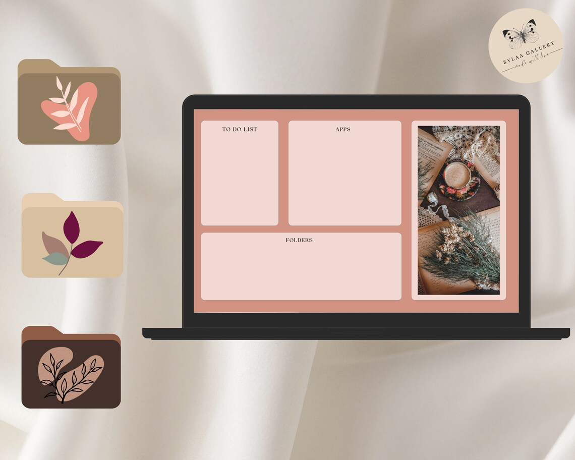 100 DESKTOP ORGANIZER, Folder Icons, Boho Desktop Organizer Aesthetic ...