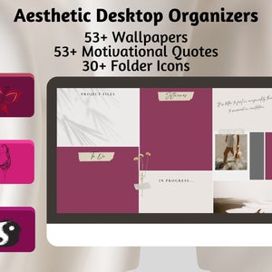 50+ DESKTOP ORGANIZER, Folder Icons, Boho WALLPAPER, Digital Download ...