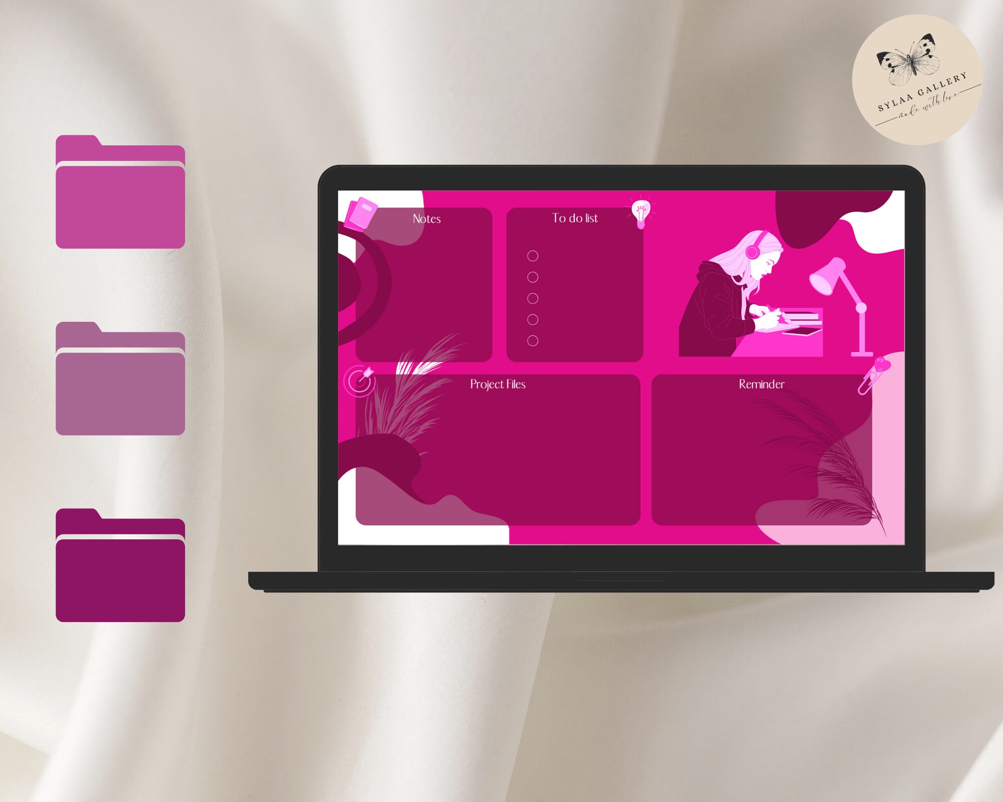 Boho Desktop Organizer Desktop Wallpaper Organizer Folder - Etsy