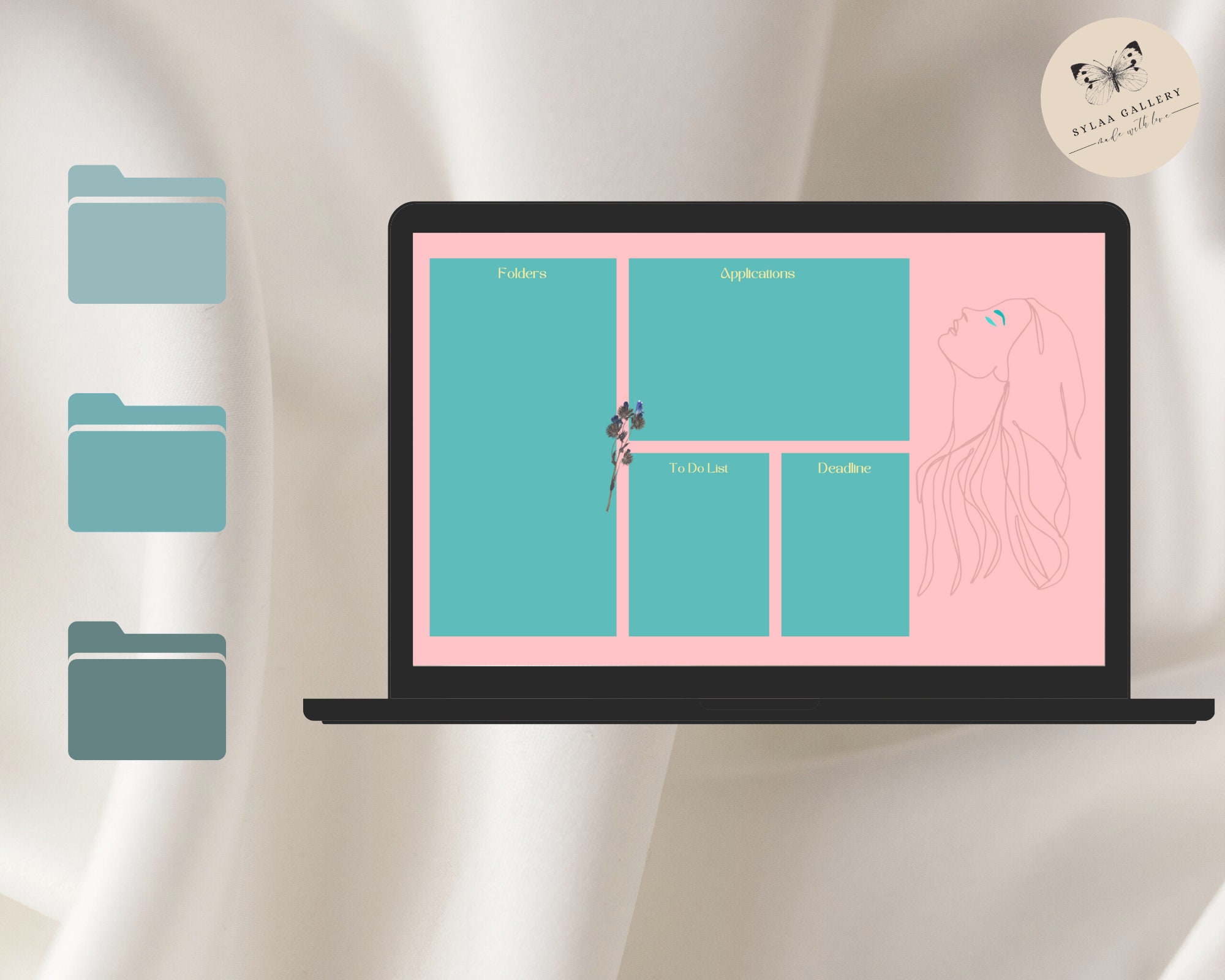 Desktop Wallpaper Organizer + Folder Icons | Boho Desktop Organizer ...