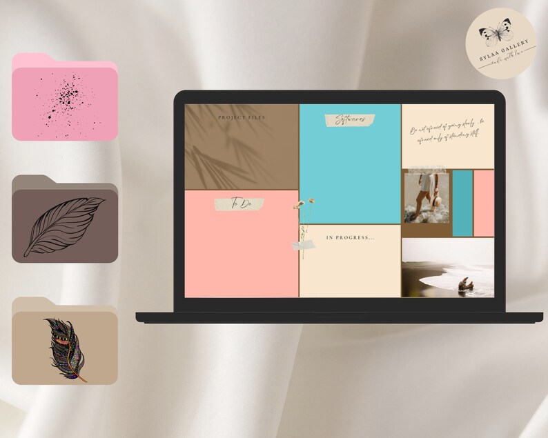 50+ DESKTOP ORGANIZER, Folder Icons, Boho WALLPAPER, Digital Download ...