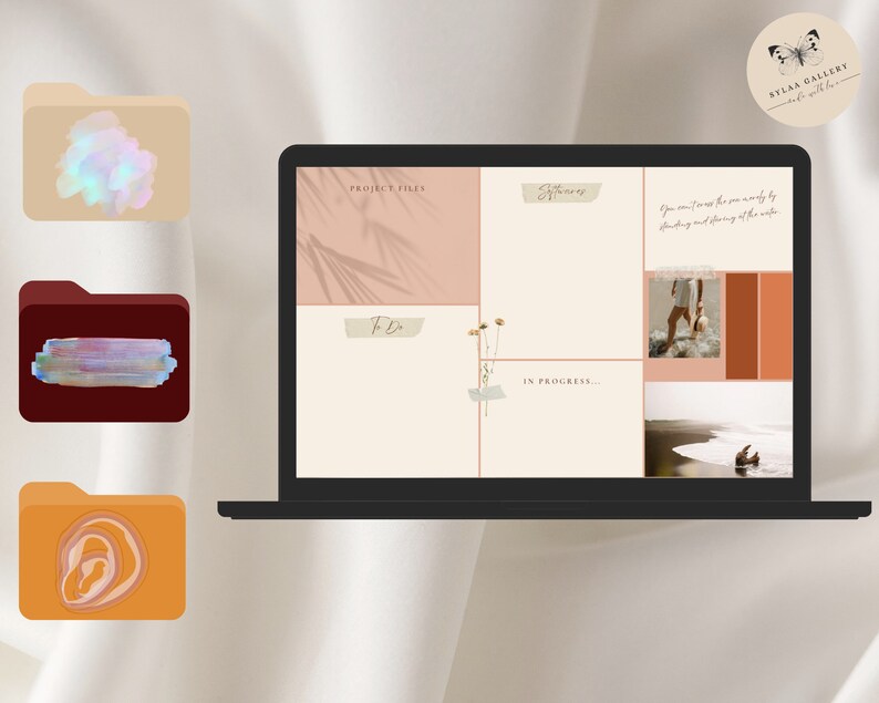 50+ DESKTOP ORGANIZER, Folder Icons, Boho WALLPAPER, Digital Download ...